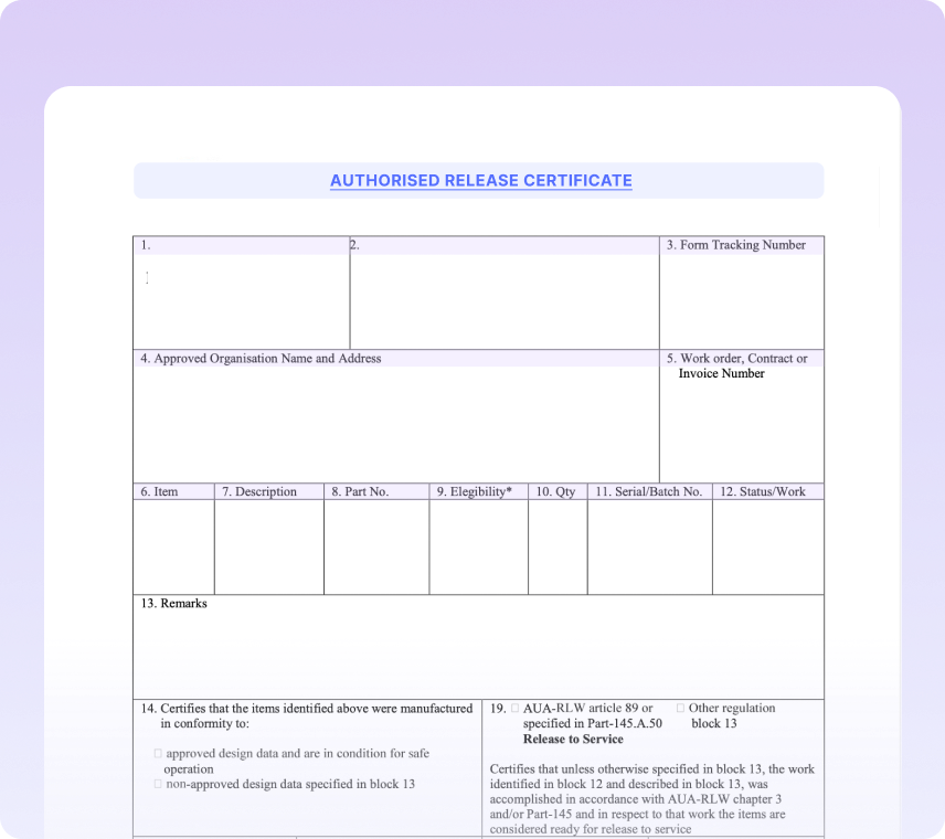 Authorised Release Certificate OCR & Automated Workflows
